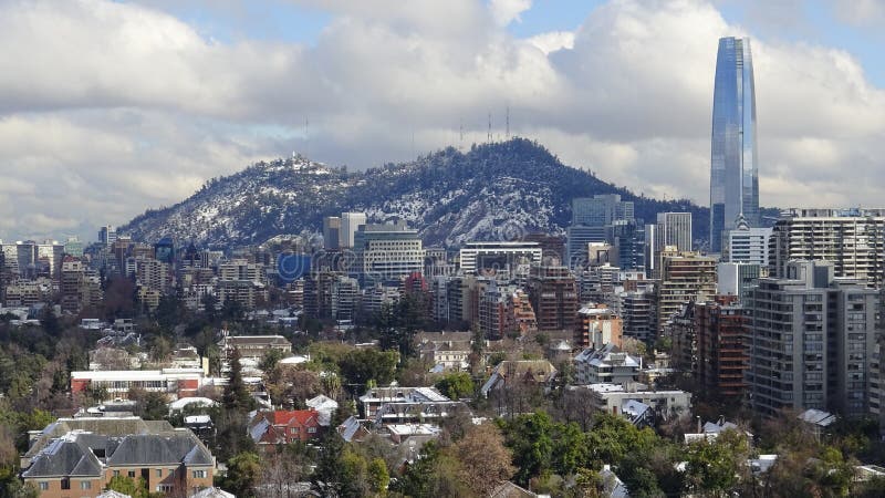Landscape and Snow Fall in Santiago, Chile Stock Image - Image of ...