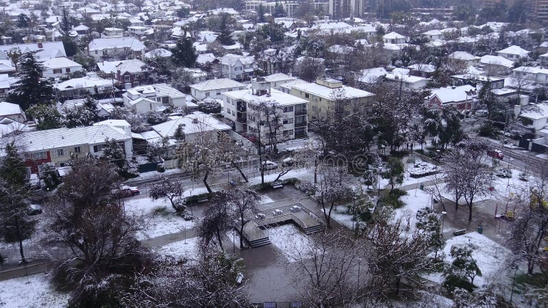 Landscape and Snow Fall in Santiago, Chile Stock Image - Image of ...