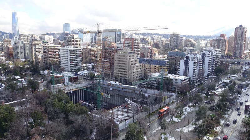 Landscape and Snow Fall in Santiago, Chile Stock Image - Image of chile ...
