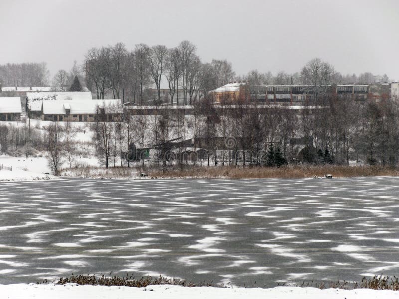 Landscape with Snow and Ice on the Lake Stock Photo - Image of winter ...