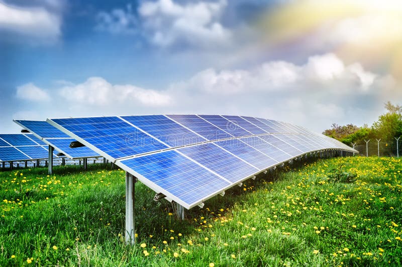 Landscape with solar panel stock photo. Image of energy - 49350740