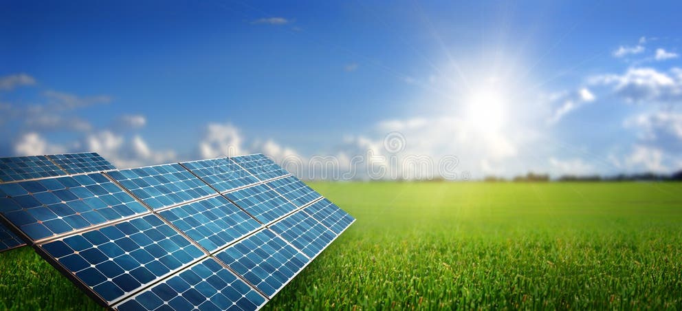 Landscape with solar panel stock photo. Image of energy - 49350740