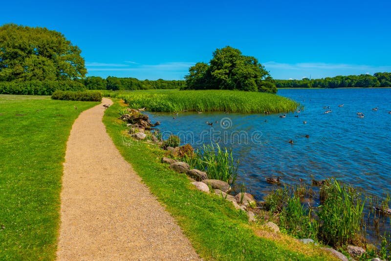 Landscape of Soro Lake in Denmark Stock Image - Image of leaf ...