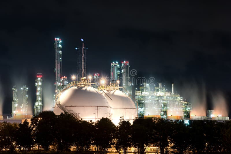 Sphere Gas Tank and Column Towers Stock Image - Image of petroleum ...