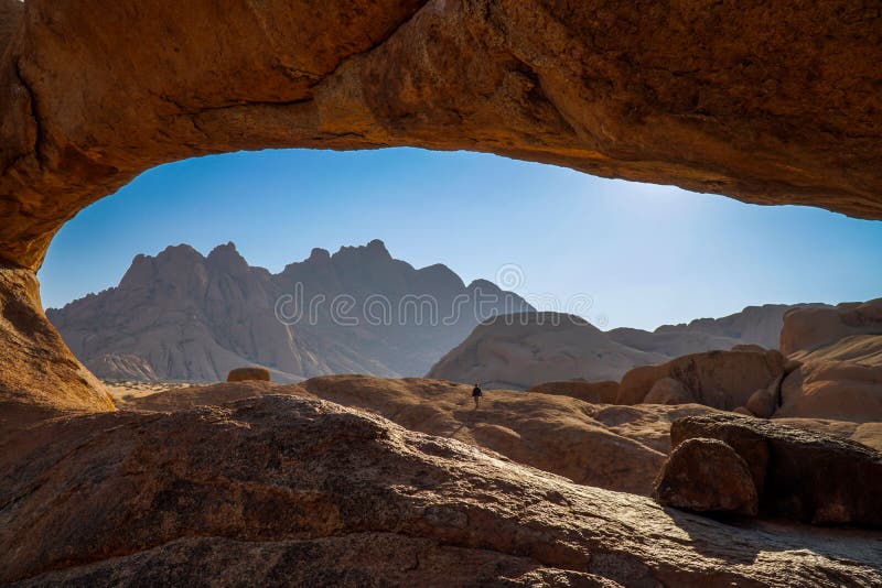 Landscape of the Spitzkoppe Granite Peaks from the Cave in Namibia ...
