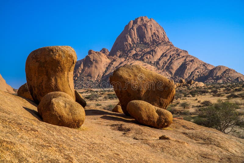 Landscape of the Spitzkoppe Granite Peaks in Namibia Stock Image ...