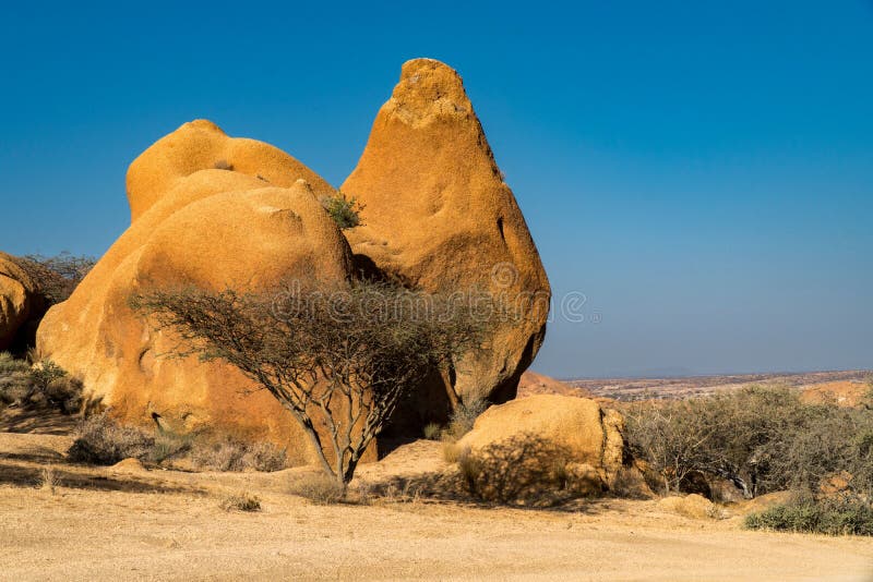 Landscape of the Spitzkoppe Granite Peaks in Namibia Stock Photo ...
