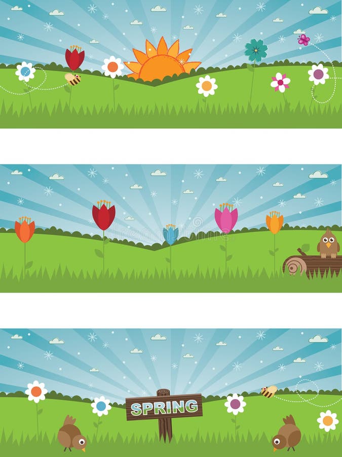 Landscape spring banners stock vector. Illustration of sunny - 13867482