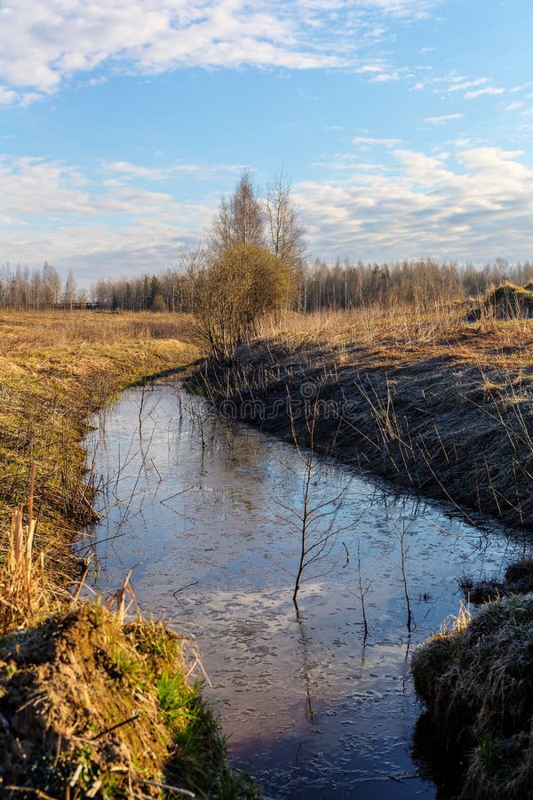 Landscape with Spring Creek Stock Photo - Image of sunlight, spring ...