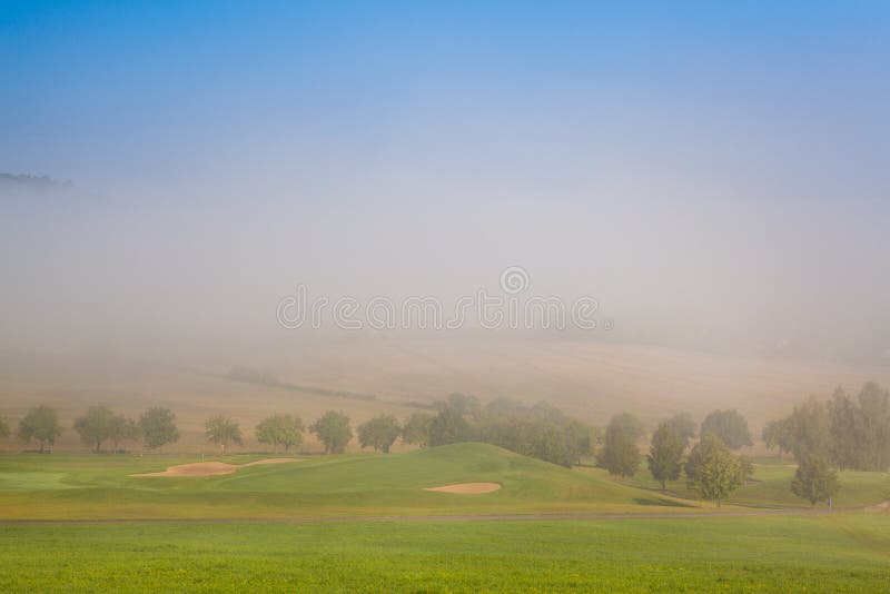 Landscape in the Spring Fog Stock Photo - Image of ball, putter: 74593538