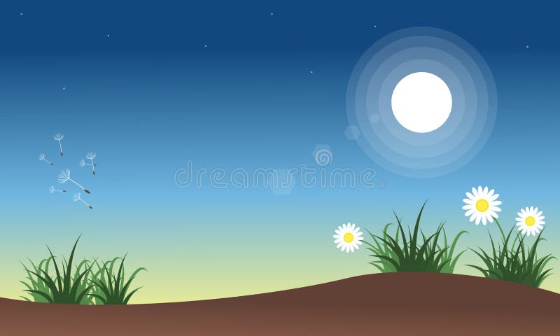 Landscape of Spring at Night Stock Vector - Illustration of spring ...