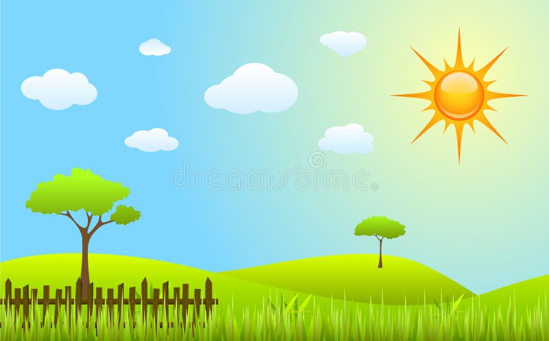 Landscape spring scene stock vector. Illustration of floral - 9172736