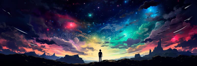 Landscape of a Starry Magical Night and Its Magical Phenomena Stock ...