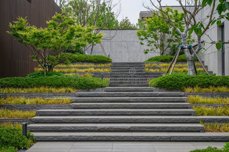 Landscape steps in China stock image. Image of garden - 250873131