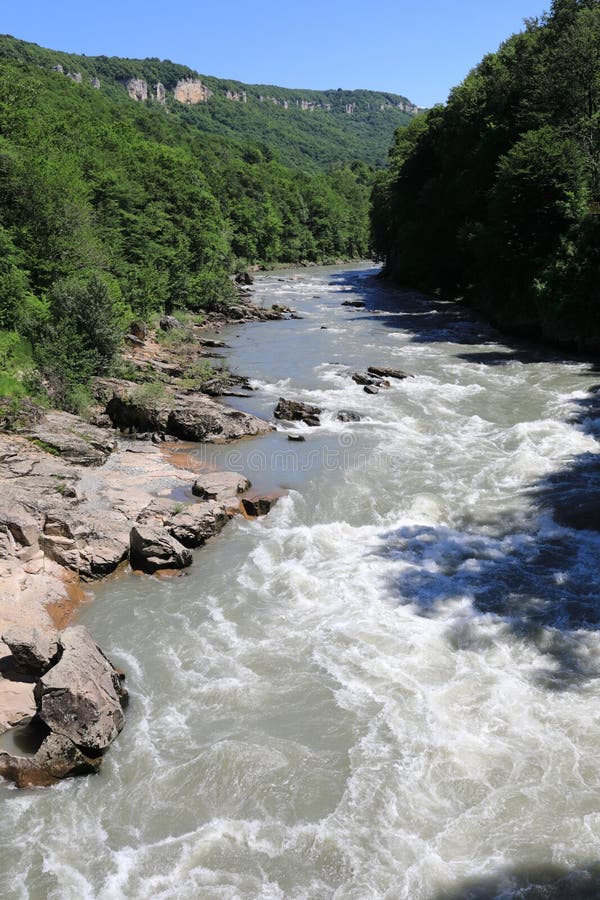 Landscape of Stormy River Belaya in Summer Stock Image - Image of ...