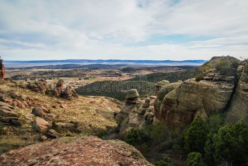 Landscape with Strange Rock Formations at Peracence, Spain Stock Image ...