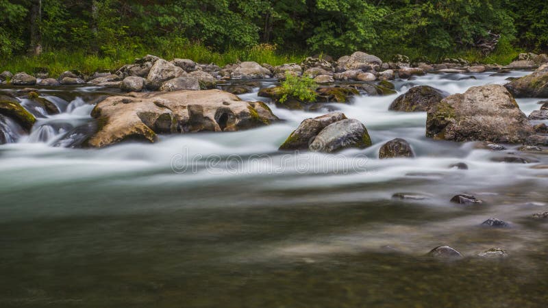 Landscape Stream Flowing Water and Rock in Slow Shutter Stock Photo ...