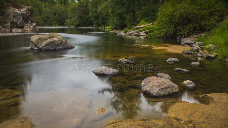 Landscape Stream Flowing Water and Rock in Slow Shutter Stock Photo ...