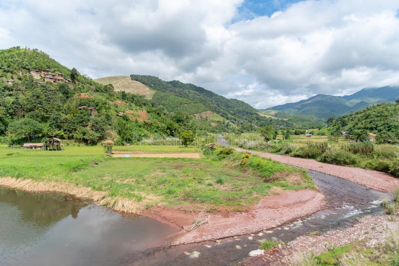 Landscape of Streams and Mountains at Sapan Stock Photo - Image of ...