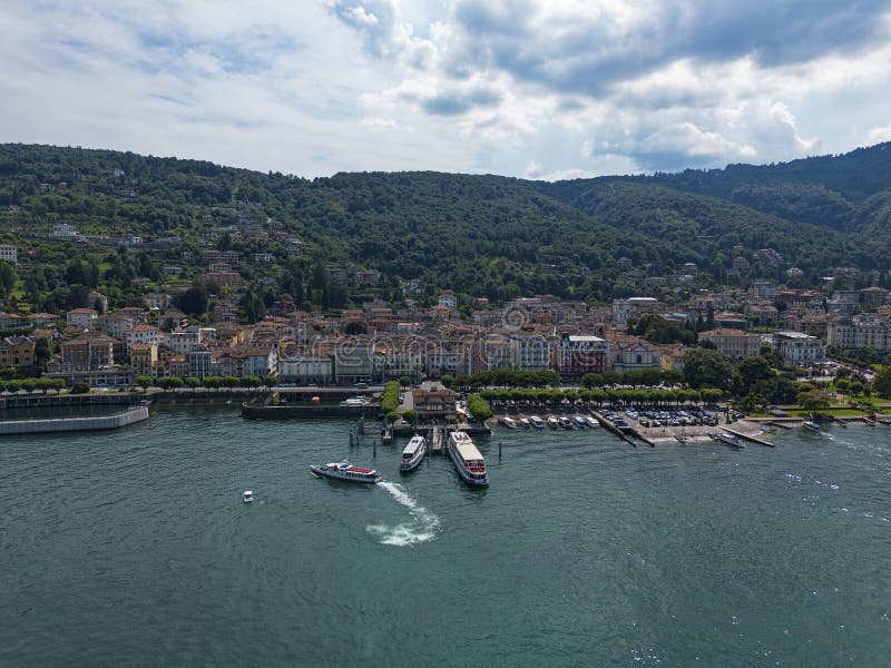 Landscape of Stresa Town on Lake Maggiore Stock Photo - Image of ...