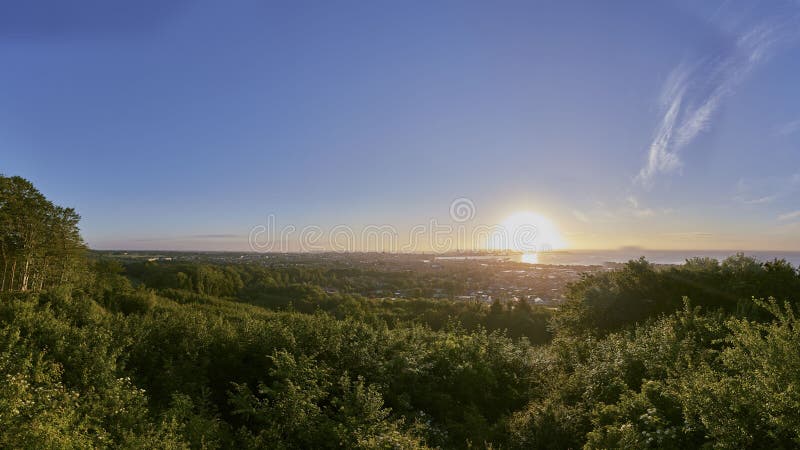 Landscape of the Sun Going Down in Denmark Stock Photo - Image of shore ...