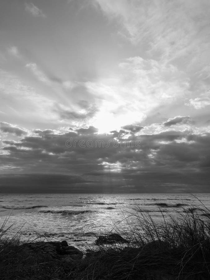 Landscape of sun rays stock photo. Image of grey, shore - 259256778
