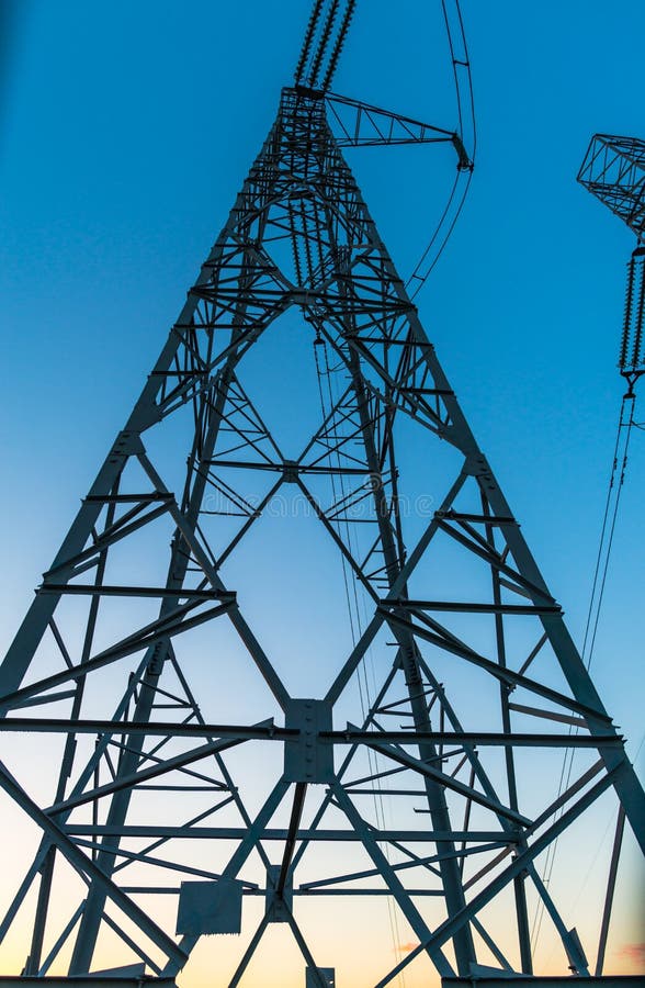 Landscape at the Sunset and Pylons Stock Image - Image of vacation ...