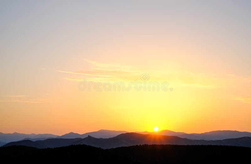 Landscape, Sunset in the Sky Against the Mountains, Mountain Ranges ...