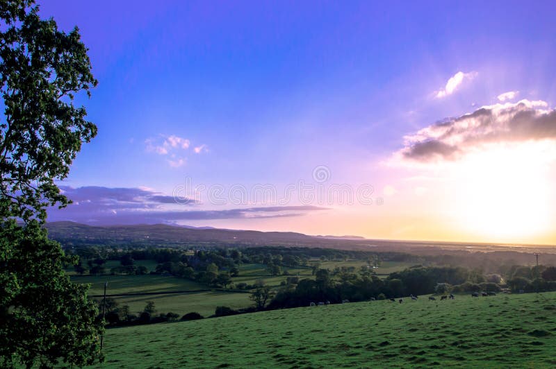 Landscape Sunset View Valley Wales Stock Image - Image of night, nikon ...