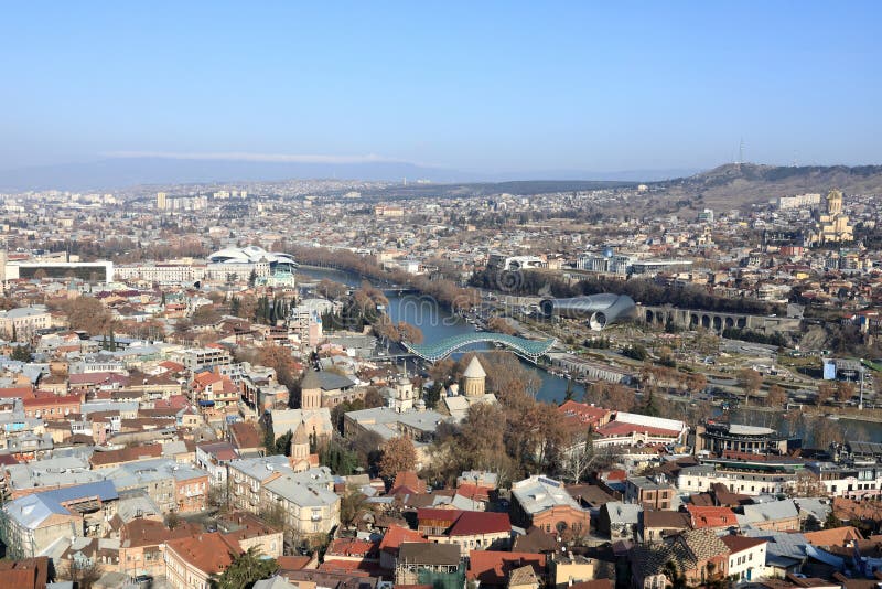 Landscape of Tbilisi in Winter Stock Image - Image of river, outdoor ...