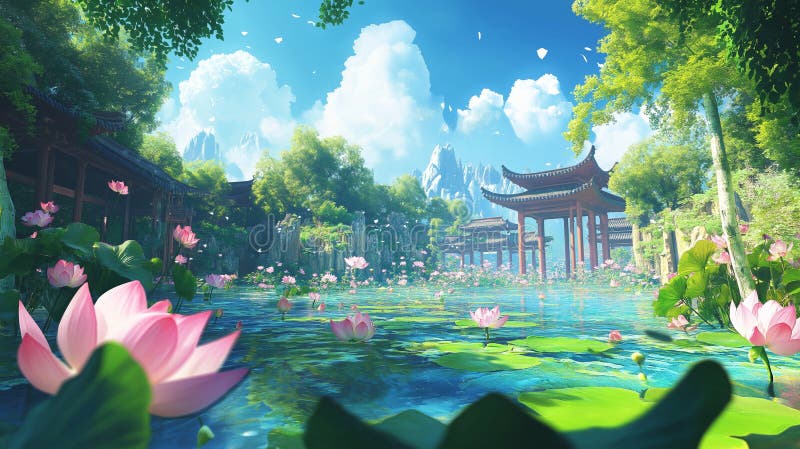 Landscape Theme with Peaceful Mood Stock Photo - Image of pond ...