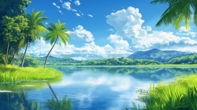 Landscape Theme with Peaceful Mood Stock Photo - Image of river, forest ...