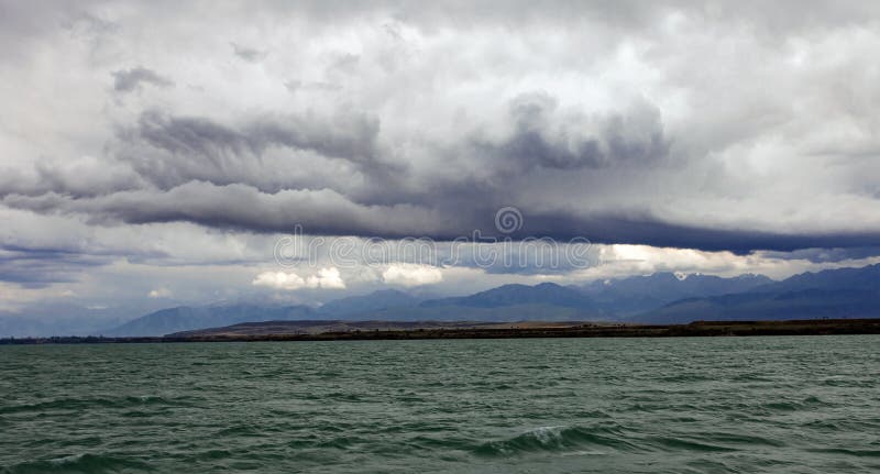 Landscape with Thundercloud Over the Mountains and Lake and the ...