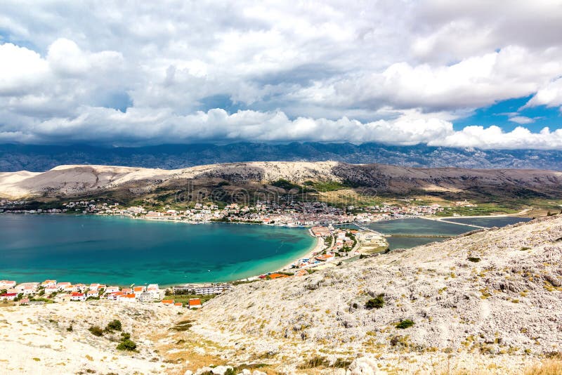 Landscape of Town of Pag, Croatia Stock Image - Image of panorama, city ...