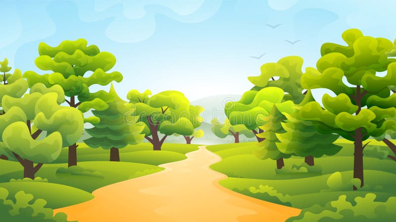 Landscape Trails through the Forest Stock Vector - Illustration of ...