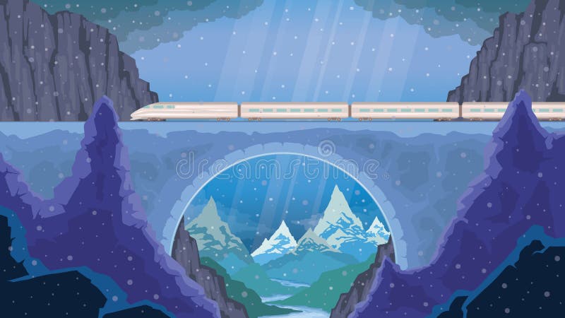 Landscape train stock vector. Illustration of frost - 116354536