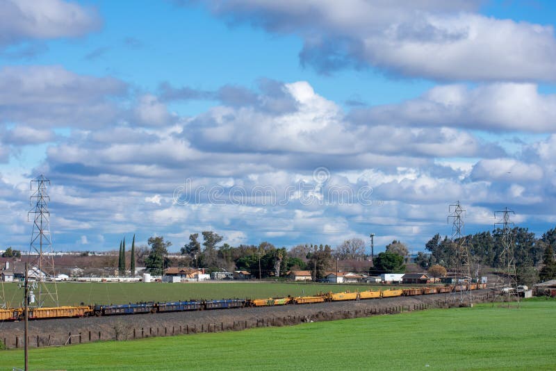Landscape of Train on Tracks in Central California Editorial Stock ...