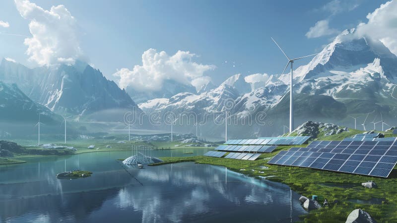 A Landscape Transformed by Green Technology with Solar. Stock ...