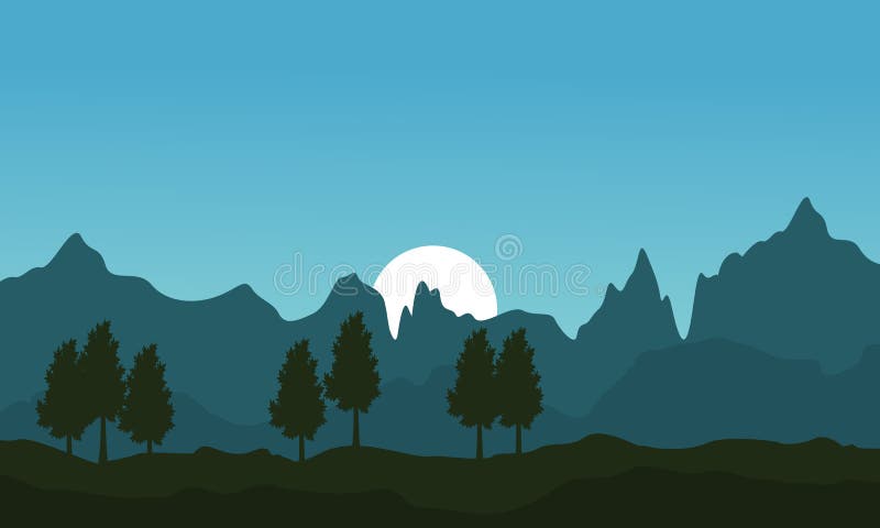 Landscape of Tree and Cliff Vector Art Stock Vector - Illustration of ...