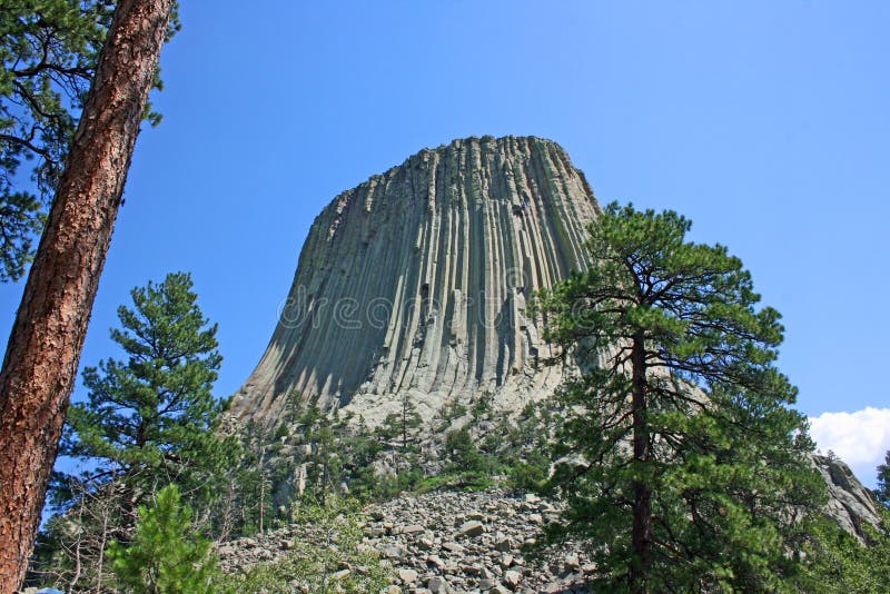 Devils Tower and Trees stock image. Image of scenic, volcano - 66913719