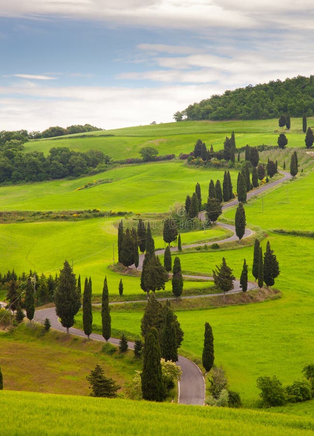 Landscape of Tuscany with Twisting Road Stock Photo - Image of ...
