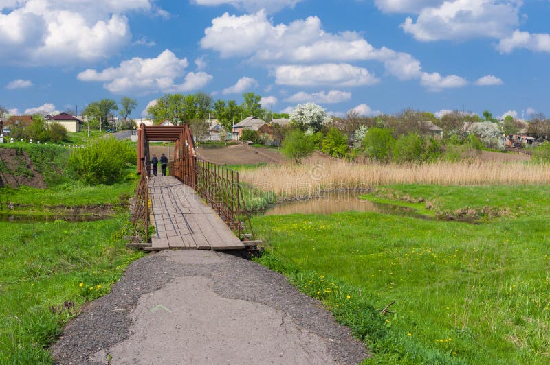 Landscape in Ukrainian Country with Small Foot-bridge Stock Photo ...