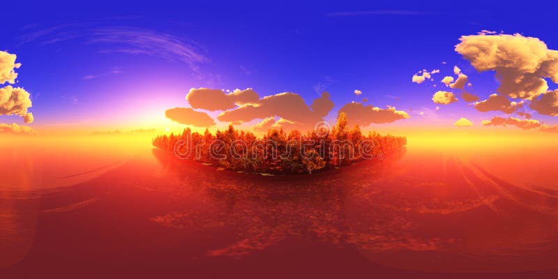 Landscape Under the Sky with Clouds Stock Illustration - Illustration ...