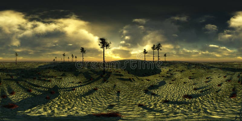 Landscape Under the Sky with Clouds Stock Illustration - Illustration ...