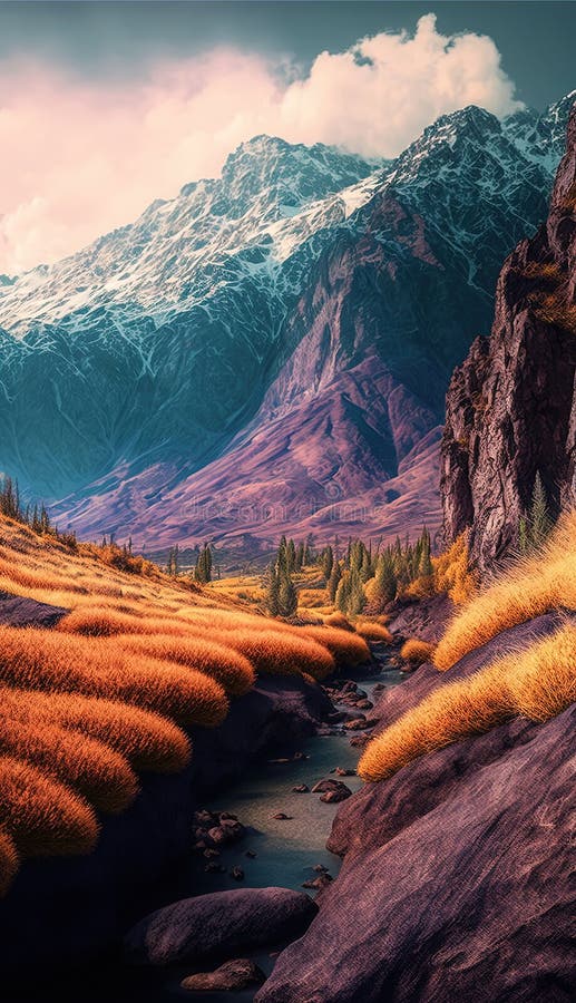 The Landscape of Untameable Nature Background AI Generative Stock ...