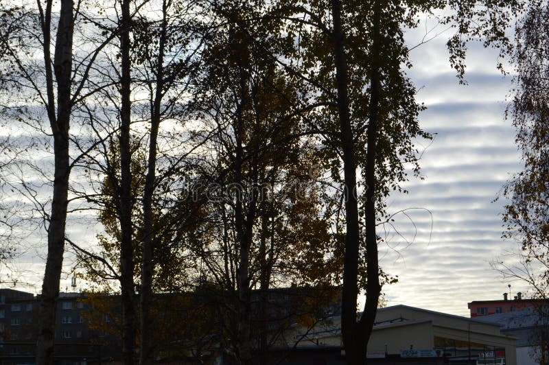 Landscape with Unusual Striped Clouds Stock Photo - Image of unusual ...
