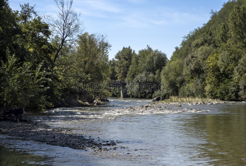 Landscape on the Upper Course of the River Jiu Stock Image - Image of ...