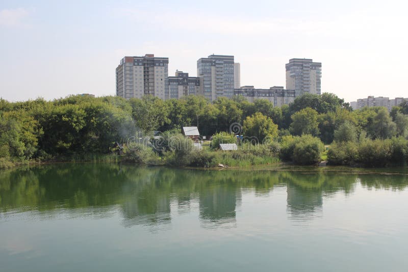 Landscape Urban Landscape with a Lake in the Park in Summer at the ...