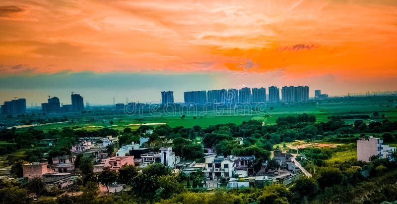 The Landscape of Urban and Rural Stock Image - Image of urban ...