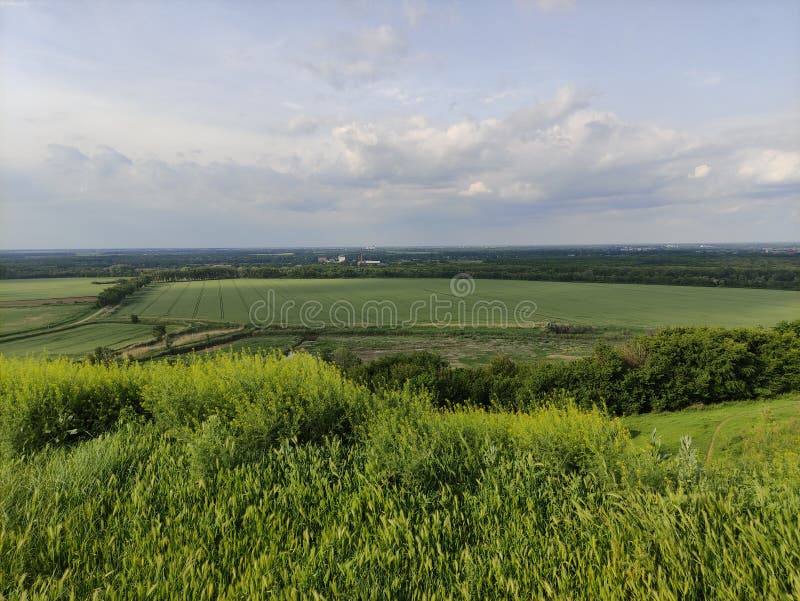 Landscape - Valley, Fields, Forest and Sky in Clouds Stock Photo ...